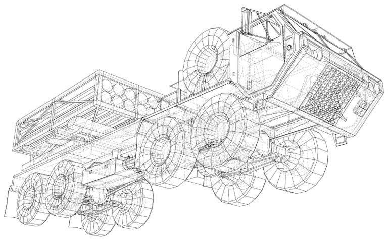 Industrial Rocket Launcher. Wire-frame Stock Vector - Illustration of ...