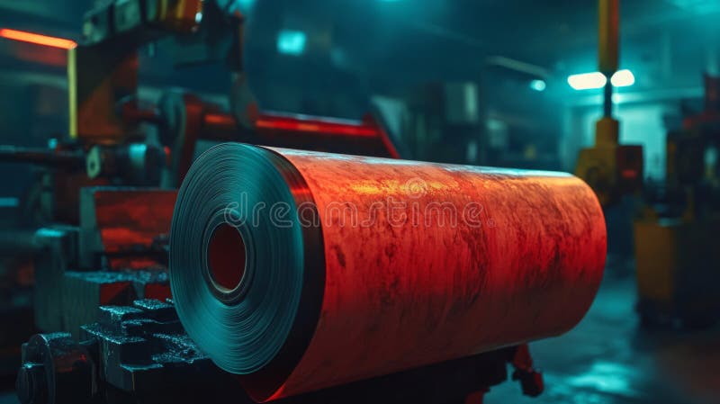 Industrial Roll of Metal Sheet in Factory Setting Stock Illustration ...