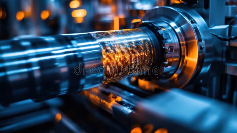 Industrial Roller Printing Digital Data in Modern Factory Stock Photo ...