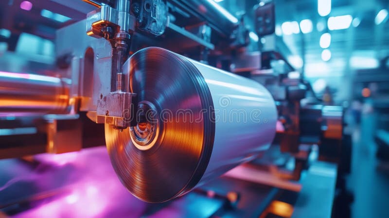 Industrial Roller Printing Machine Manufacturing Process Stock ...