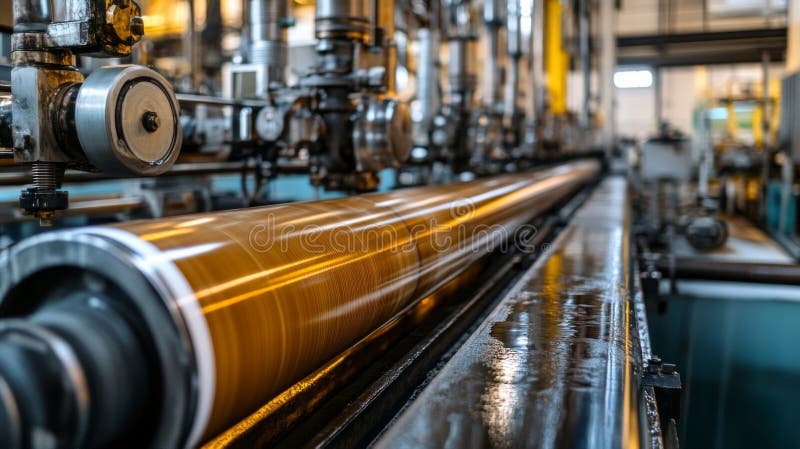 Industrial Roller Printing Machine Process in Factory Stock ...