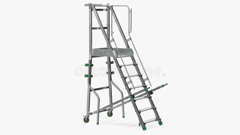 Industrial Rolling Platform Ladder with Adjustable Steps Stock Image ...