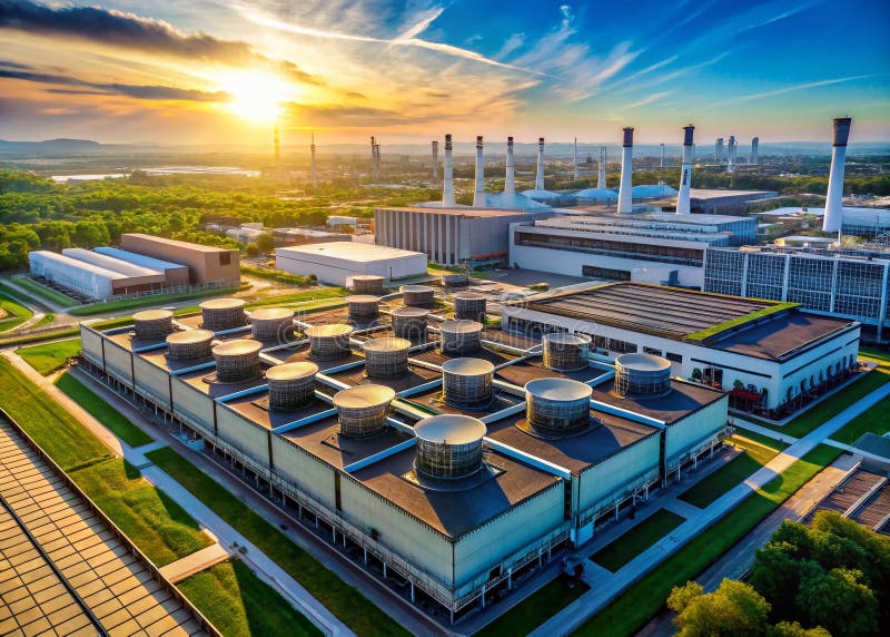 Industrial Rooftop HVAC System Comprehensive Aerial View of Climate ...