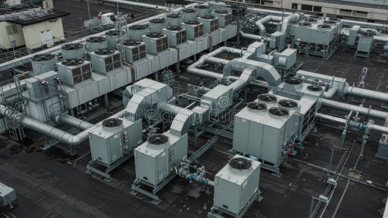 Industrial Rooftop HVAC System Stock Illustration - Illustration of ...