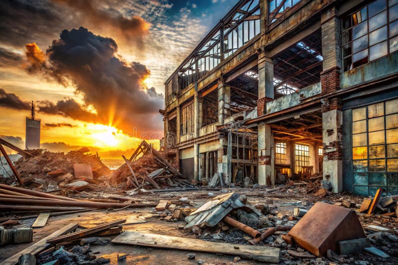 Industrial Ruin a Grim Portrait of Devastation Following a Catastrophic ...