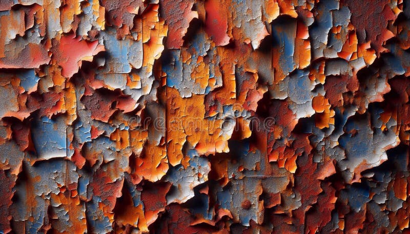 Industrial Rust Texture Showcasing Cracked Layers of Vibrant Paint and ...