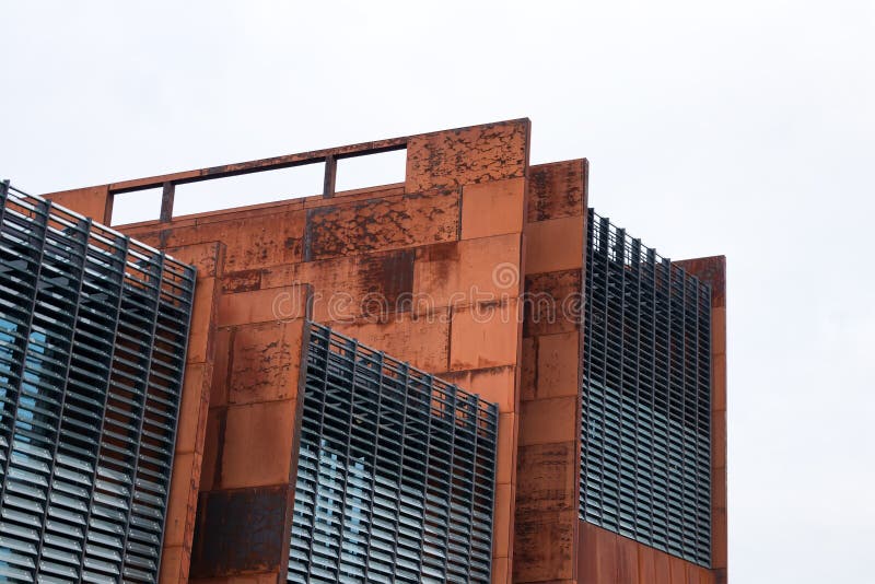 Industrial Rusty Building with Modern Windows Stock Image - Image of ...