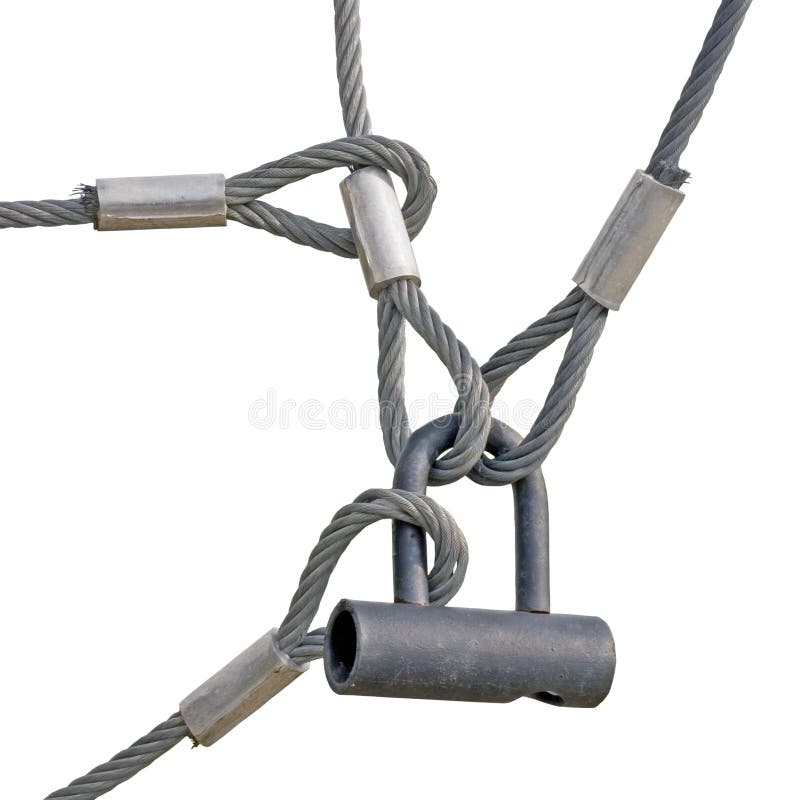 Industrial Safety Lock, Interlocked Steel Wire Loop Ropes Closeup ...