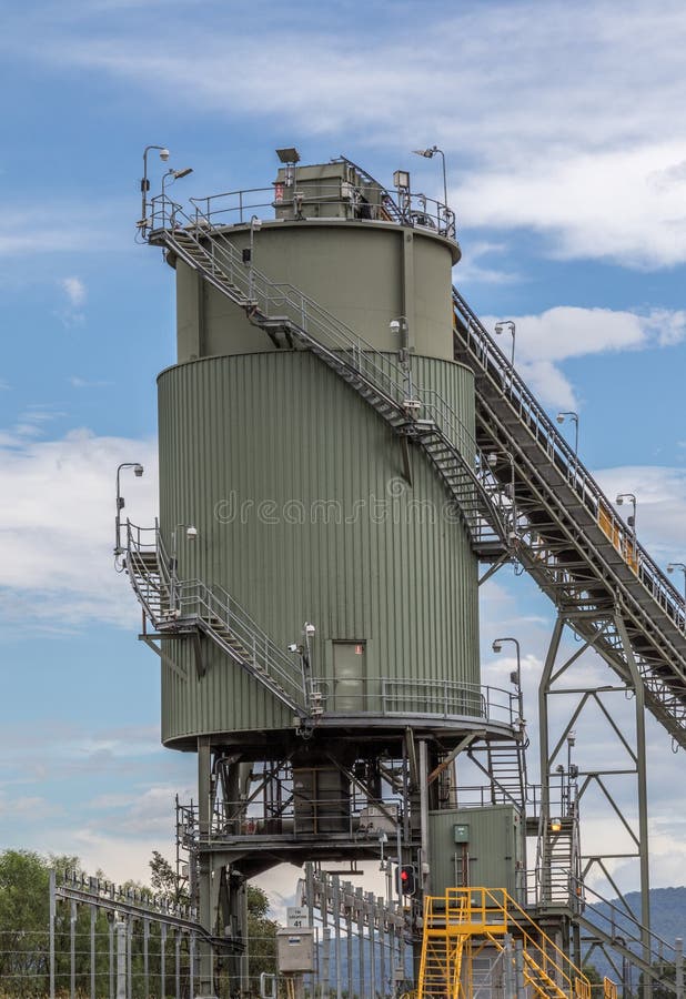 Industrial Scene of a Coal Train Loading Silo Stock Photo - Image of ...