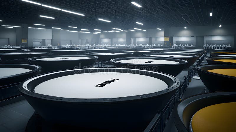 Industrial Scene with Large Mixing Tanks in a Factory Stock ...