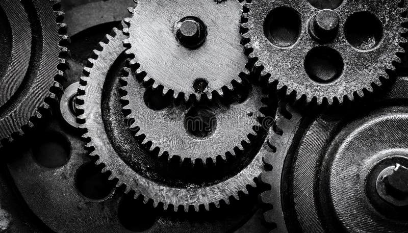 Grunge Gear, Cog Wheels Black and White Background. Stock Illustration ...