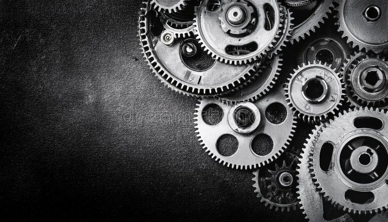 Grunge Gear, Cog Wheels Black and White Background. Stock Illustration ...
