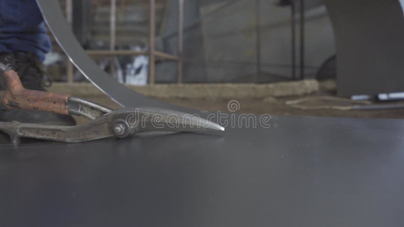 Industrial Scissors Cutting Metal Stock Video - Video of process, tools ...