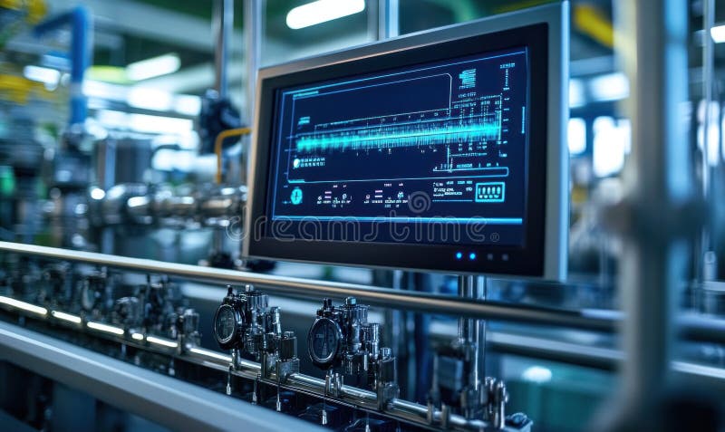 Industrial Screen Display in Modern Factory Stock Photo - Image of ...