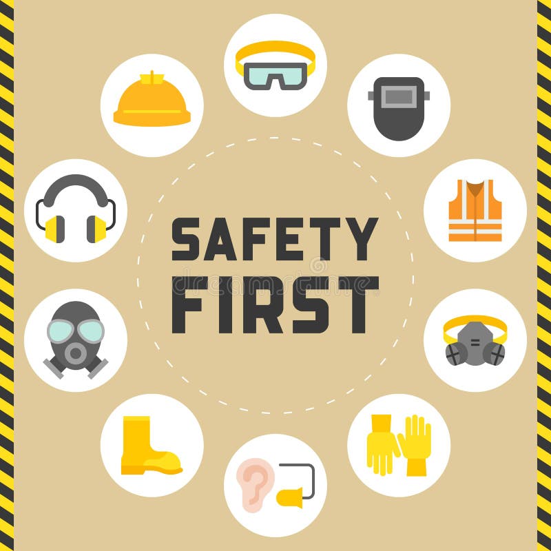 Industrial Security and Protective Equipment for Worker Illustration ...