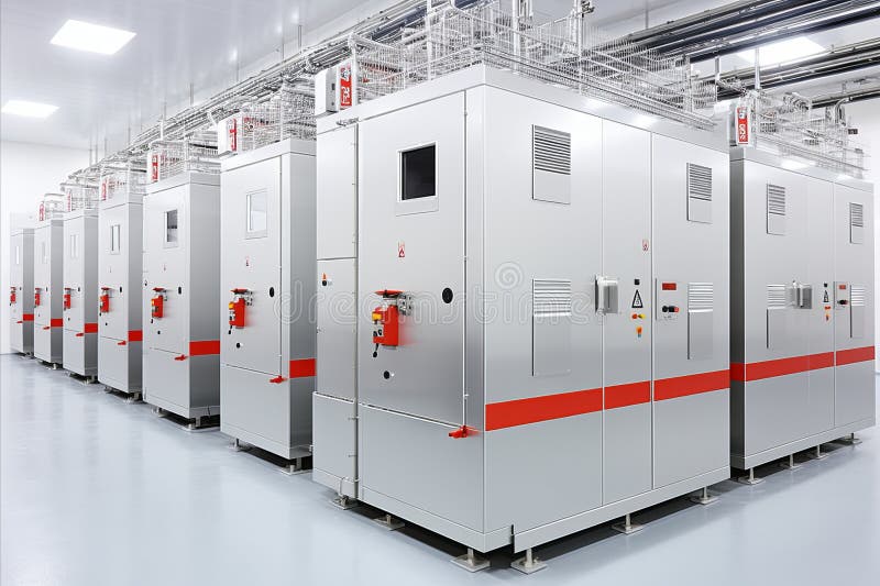 Industrial Server Park. Interior with Cutting-Edge Equipment and Light ...