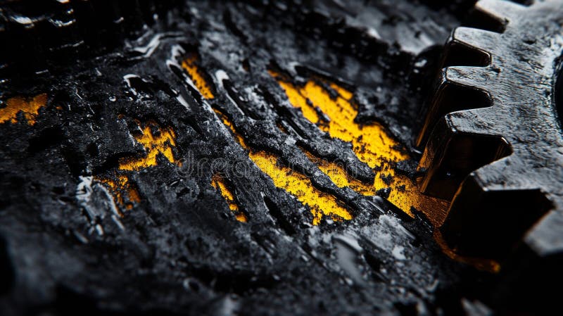 Industrial Setting with Dark Background Featuring Oily Gears and ...