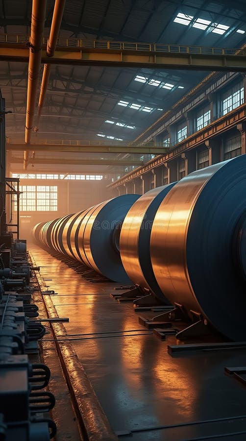 Industrial Setting with Large Rolled Steel Coils in a Manufacturing ...