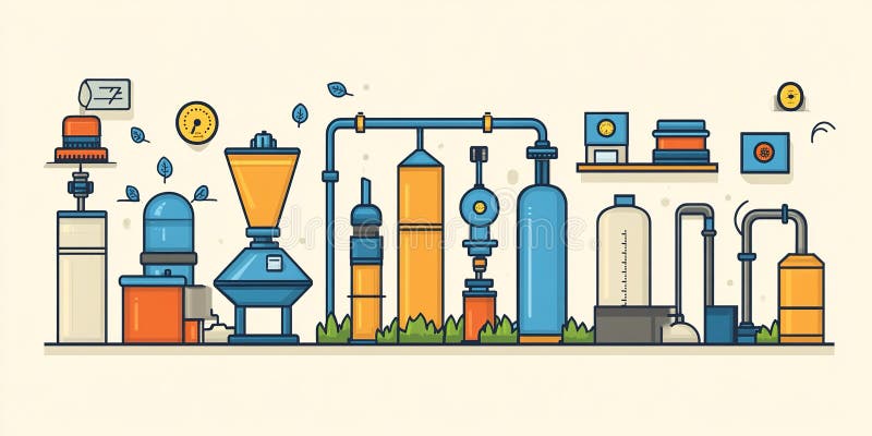 Industrial Setup Featuring Machinery Processing Materials Modern ...