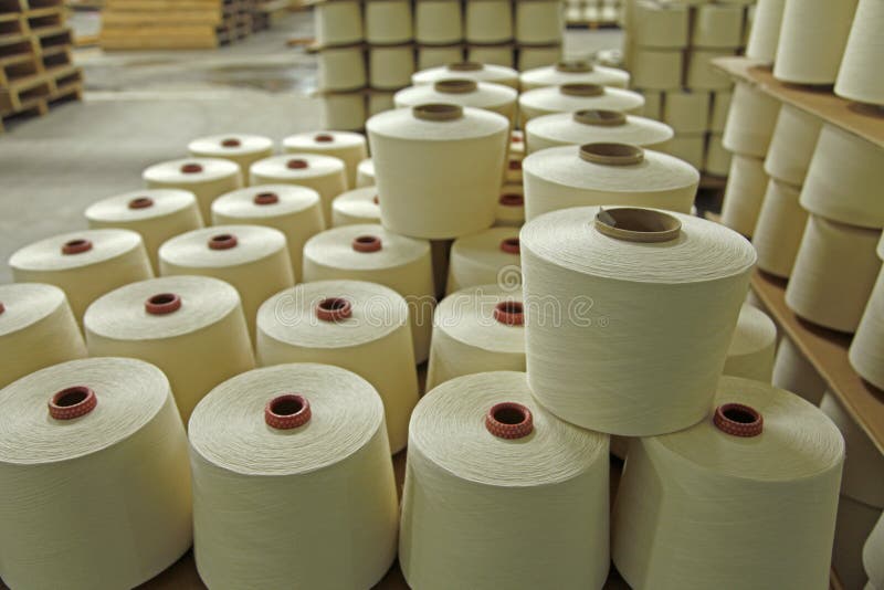 In Industrial Sewing Machine Spun Yarn, Many Thread Together Stock ...