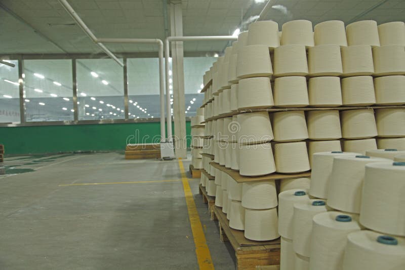 In Industrial Sewing Machine Spun Yarn, Many Thread Together Stock ...