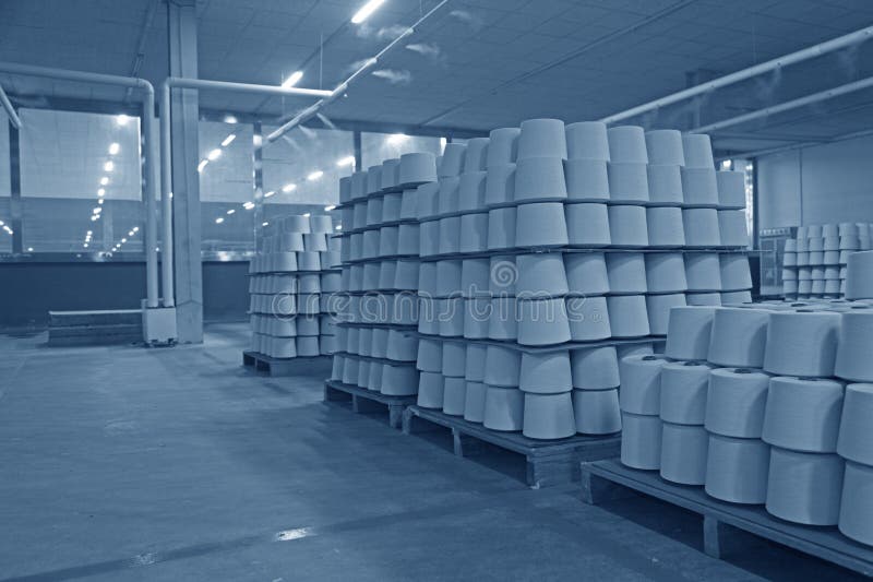 In Industrial Sewing Machine Spun Yarn, Many Thread Together Stock ...