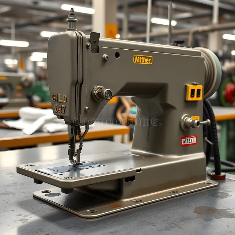 Industrial Sewing Machine with Heavy Duty Needle on a Metal Workbench ...