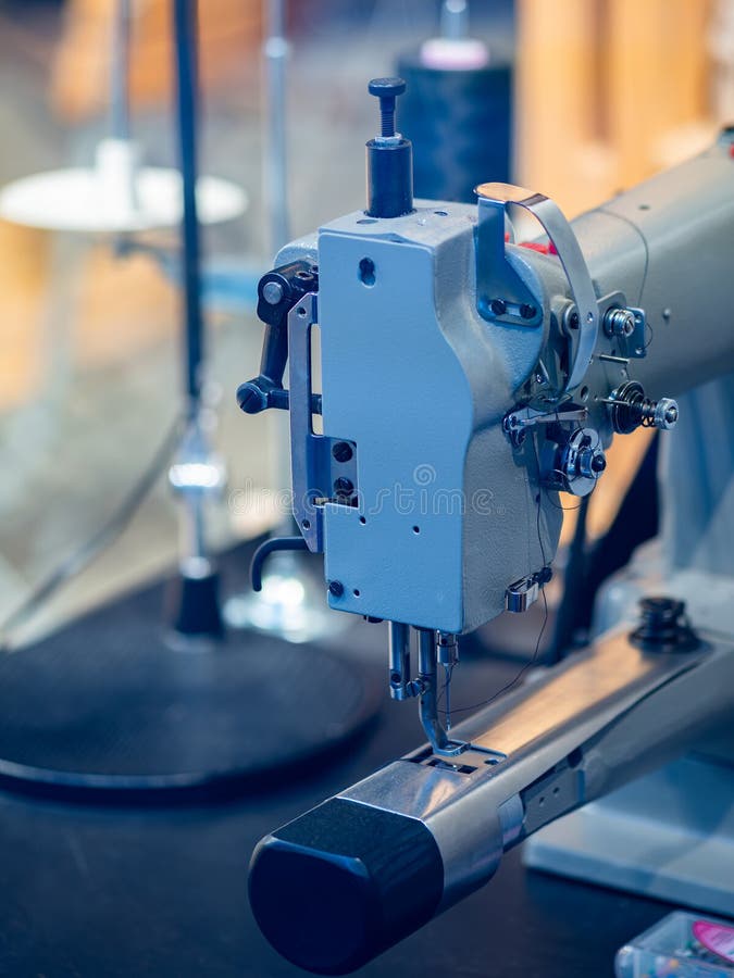 Industrial Sewing Machine on a Worktable Stock Image - Image of ...