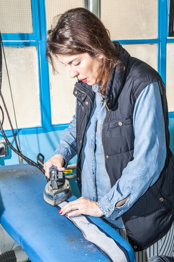 Industrial Sewing Machines with Sewing Machine Operator Stock Photo ...