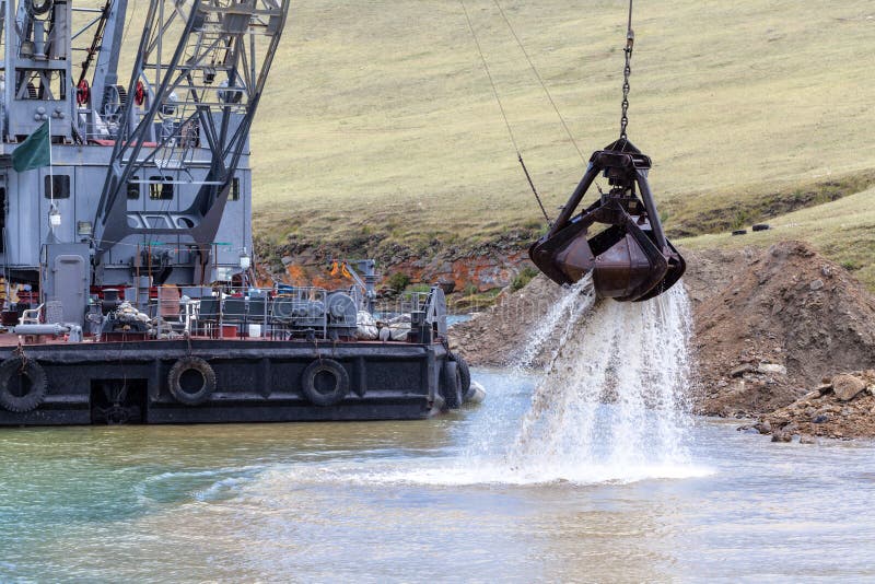 Industrial Ship that Digs Sand Stock Photo - Image of land, working ...