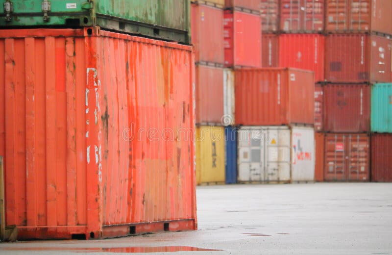 Industrial Shipping Bins or Containers Stock Image - Image of stored ...