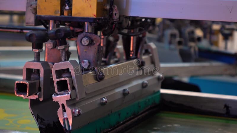 Industrial Silk Screen Printing Machine in Action Stock Video - Video ...