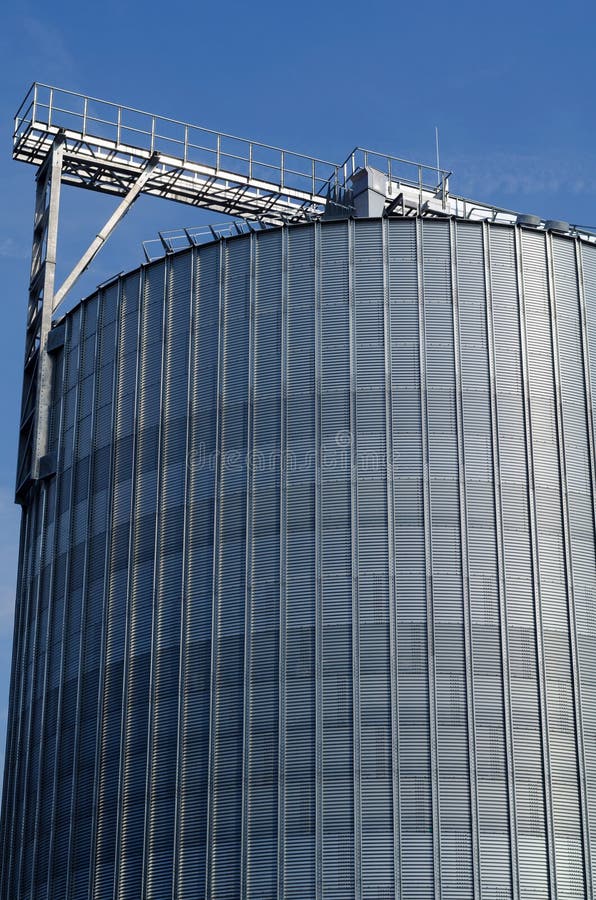 Industrial Silos in the Field Stock Image - Image of grain, container ...