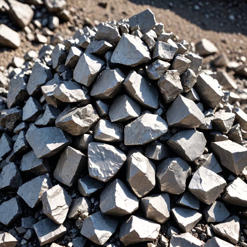 Industrial Silver Ore Heap in Natural Sunlight Stock Illustration ...