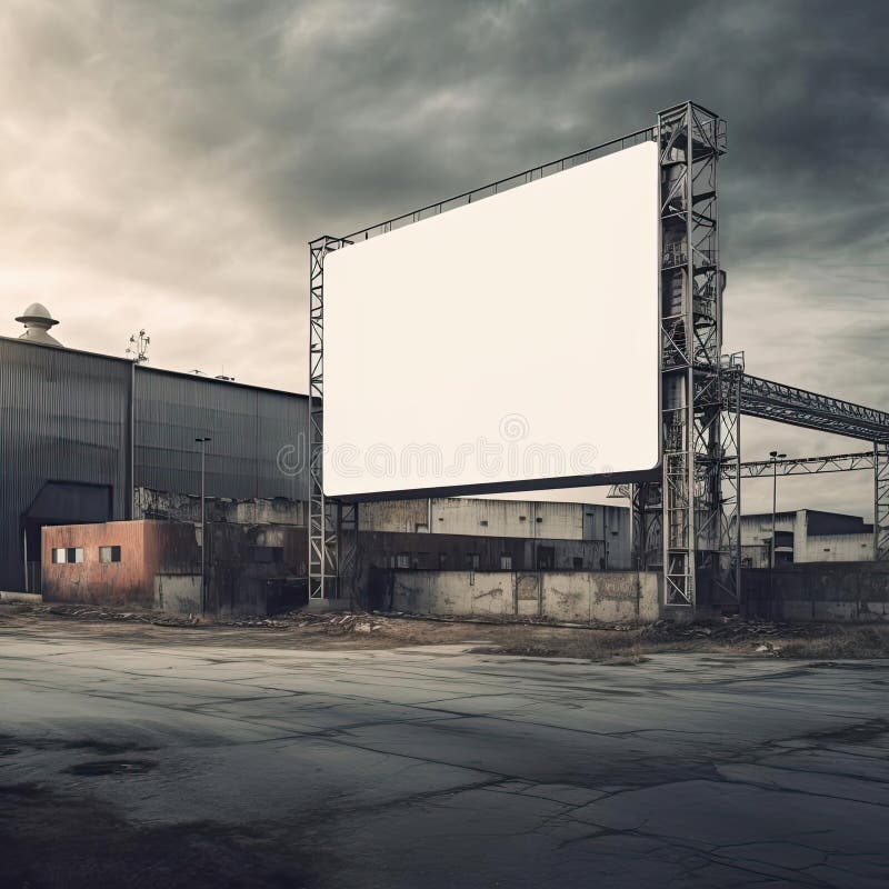 Industrial Site with Blank Billboard for Edgy Ads Stock Illustration ...