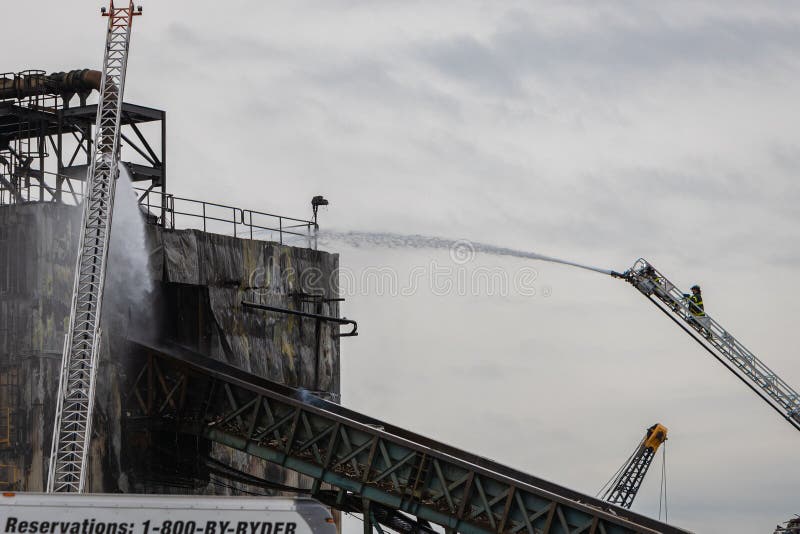 Industrial Site Damaged by Fire Stock Image - Image of industrial ...
