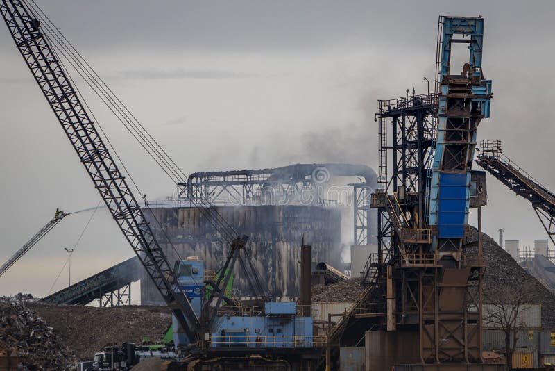 Industrial Site Damaged by Fire Stock Image - Image of engine, heavy ...
