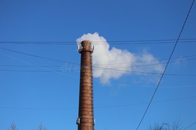 Industrial Site with High Smoke Emissions from a Large Smokestack Stock ...