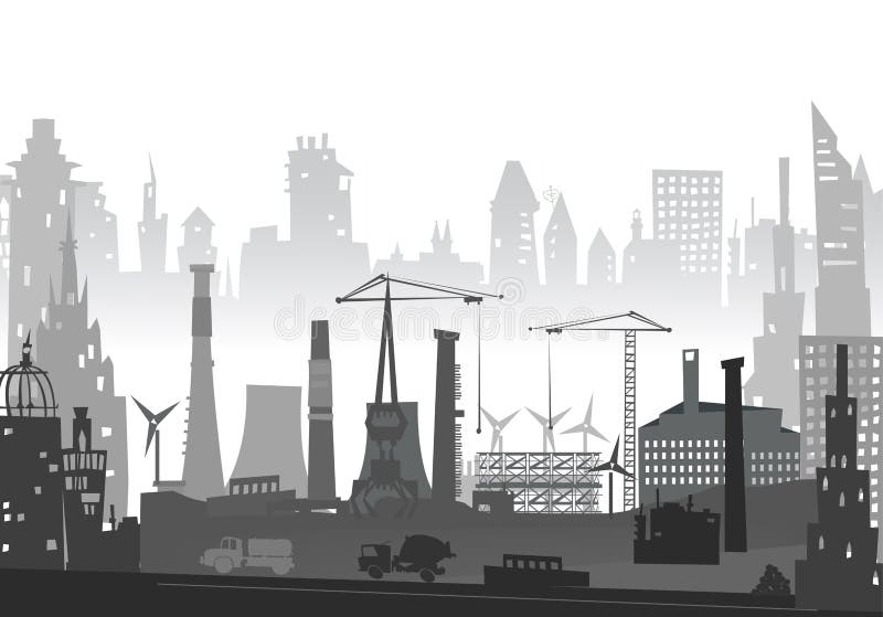 Industrial Site View with Cranes. Heavy Industry Background Stock ...