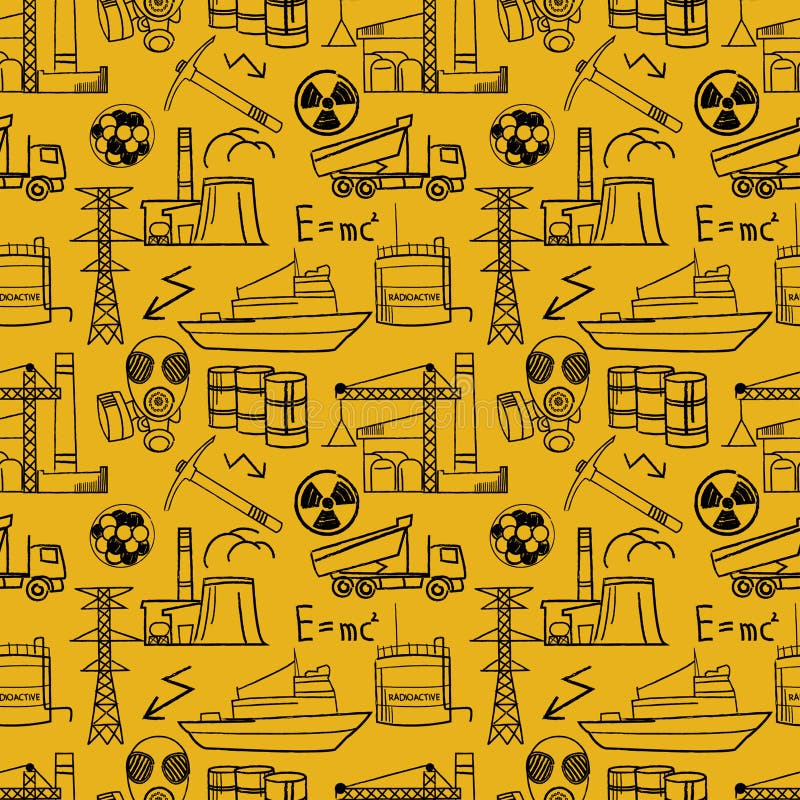 Industrial Sketch Seamless Pattern. Stock Vector - Illustration of ...