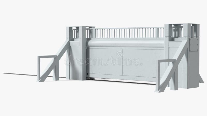 Industrial Sliding Gate with Rail System Design Stock Photo - Image of ...