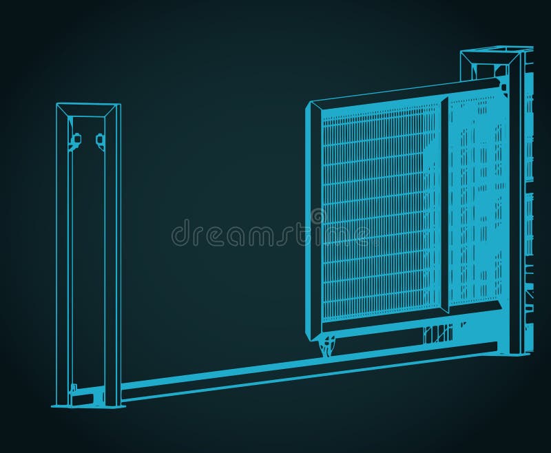 Industrial Sliding Security Gates Blueprint Stock Vector - Illustration ...
