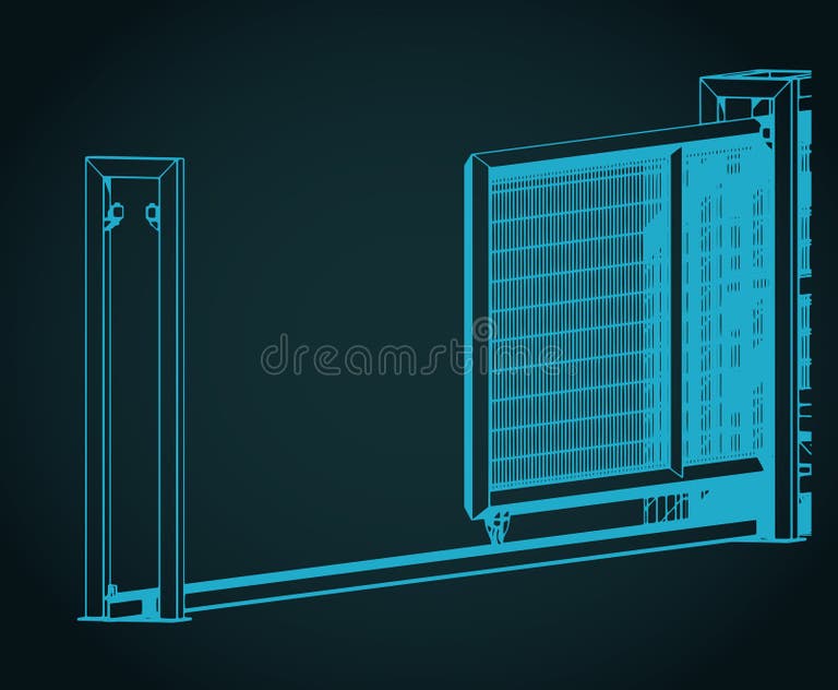 Industrial Sliding Security Gates Blueprint Stock Vector - Illustration ...