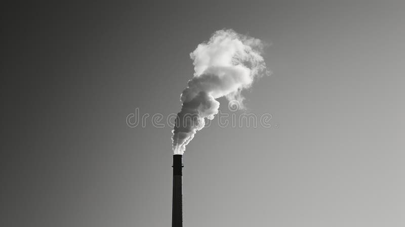 Industrial Smoke Stack Against Clear Sky, Environmental Pollution ...