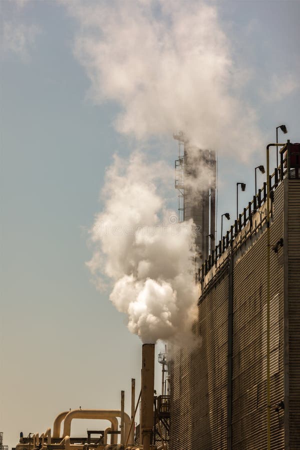 Industrial Smoke Stack Emitting Steam Stock Image - Image of pollution ...
