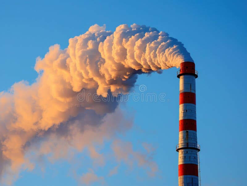 Industrial Smoke Stack Emitting Thick Plume. Generative Ai Stock ...