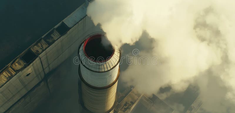 Industrial Smoke Stack Emitting Thick White Pollution into the Air ...