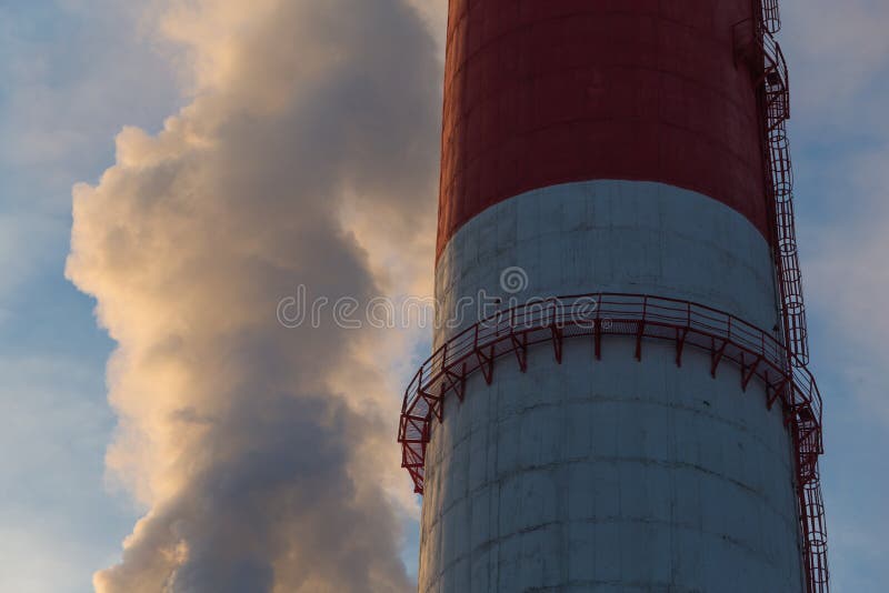 Industrial Smoke Stack with Large White Smoke Cloud Stock Photo - Image ...