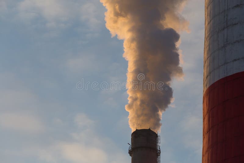 Industrial Smoke Stack with Large White Smoke Cloud Stock Photo - Image ...