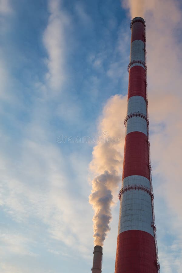 Industrial Smoke Stack with Large White Smoke Cloud Stock Photo - Image ...